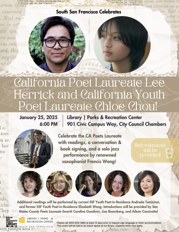 South City welcomes CA Poet Laureate – Aileen Cassinetto